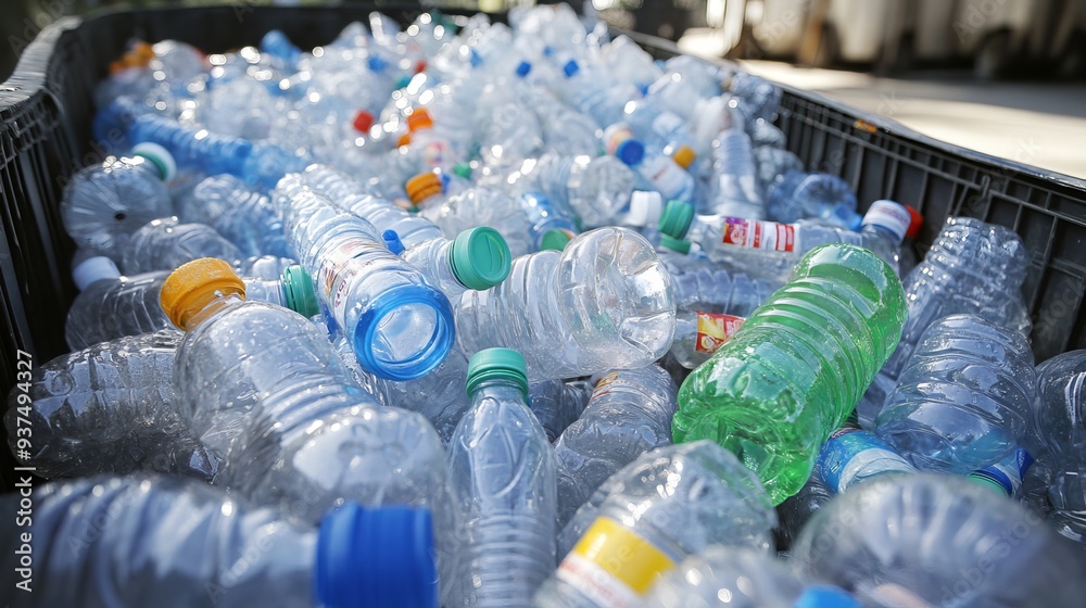 Plastic sorting for recycling involves separating empty bottles for ...
