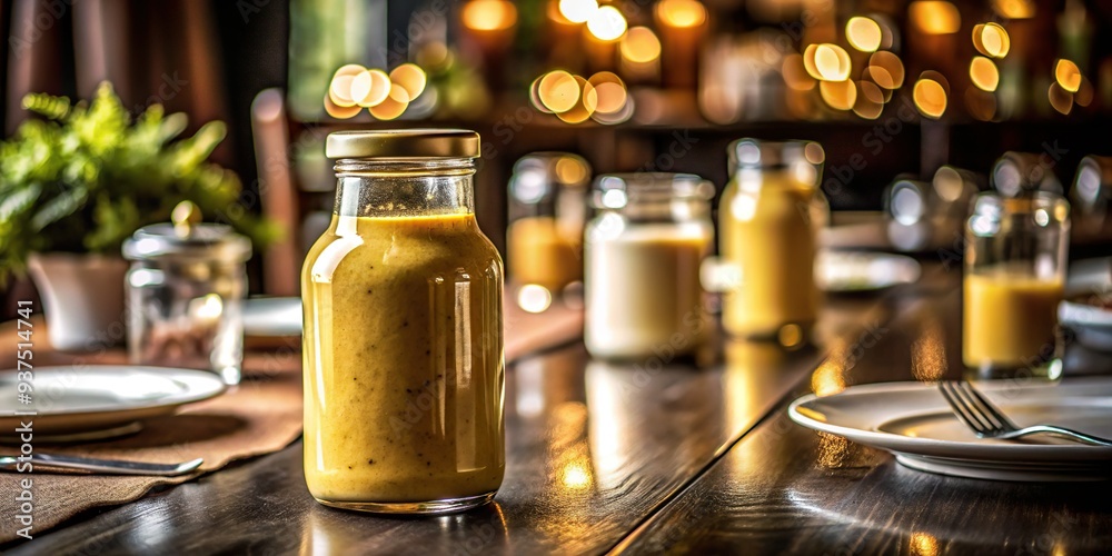 Elegant gourmet mustard bottle elegant label luxurious fine dining High ...