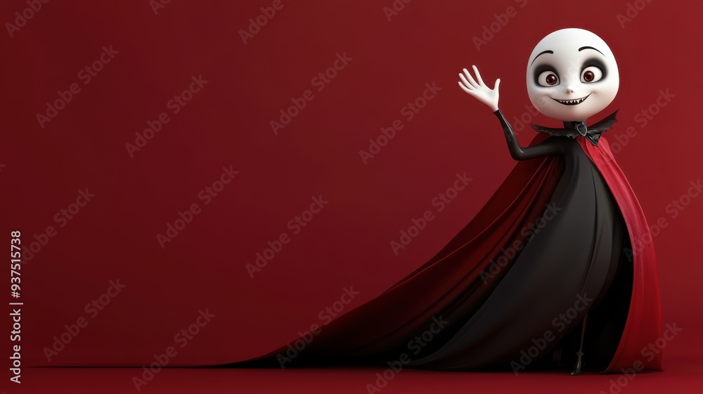 3D character of a white woman dressed as a vampire with a flowing cape ...