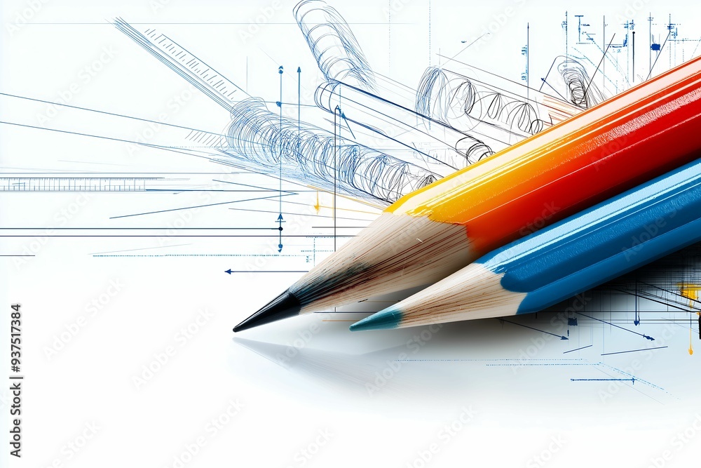 Image Creator visual editing, high angle shot with color pencil style ...