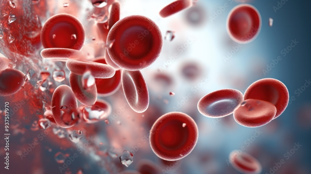 A close-up view of a blood smear under a microscope, revealing the ...