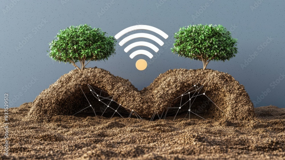 Minimalist 5G network map with flat colors, basic shapes, and accent ...