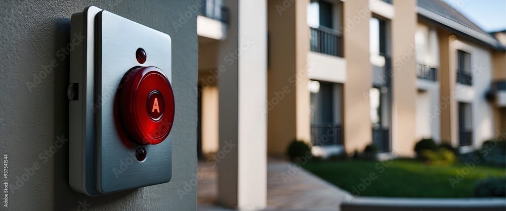 Emergency alarm button installed in a residential building Stock ...