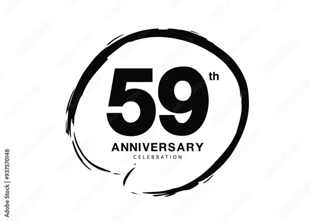 59 Years Anniversary Celebration logo black paintbrush vector, 59 ...