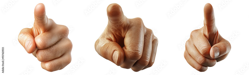 Pointing hand gesture set isolated on transparent background high ...