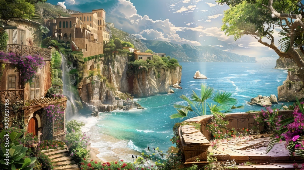 Beautiful collage with access to the Paris, the ancient houses of Italy ...