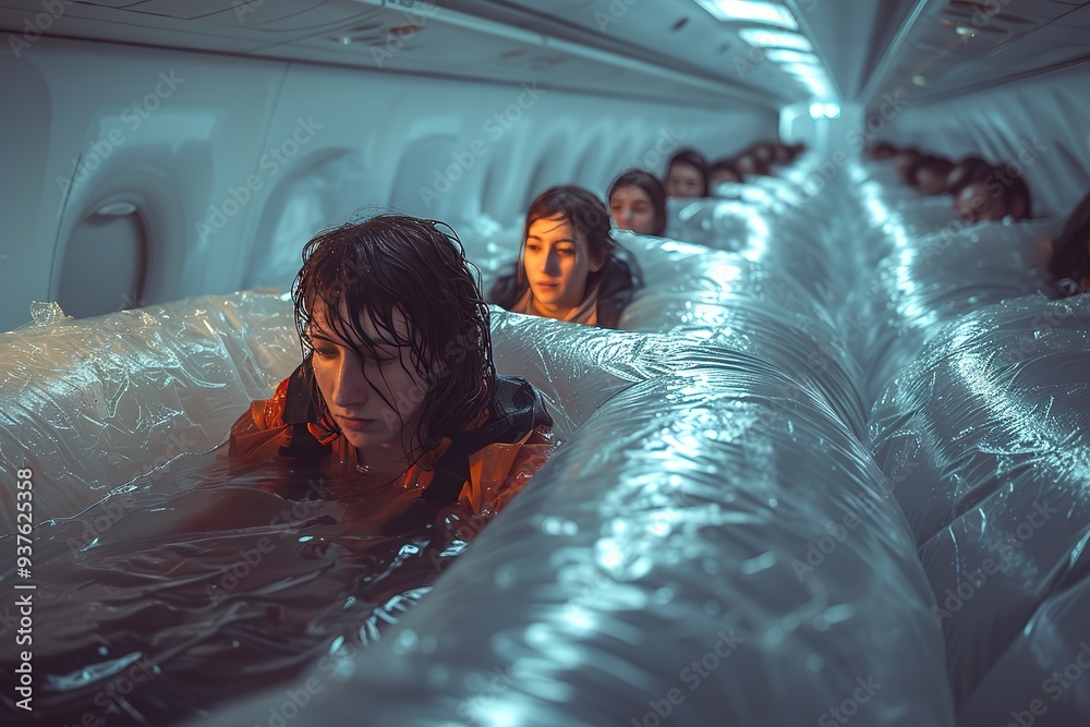 Airplane Emergency Evacuation Drill Emergency evacuation drill with ...