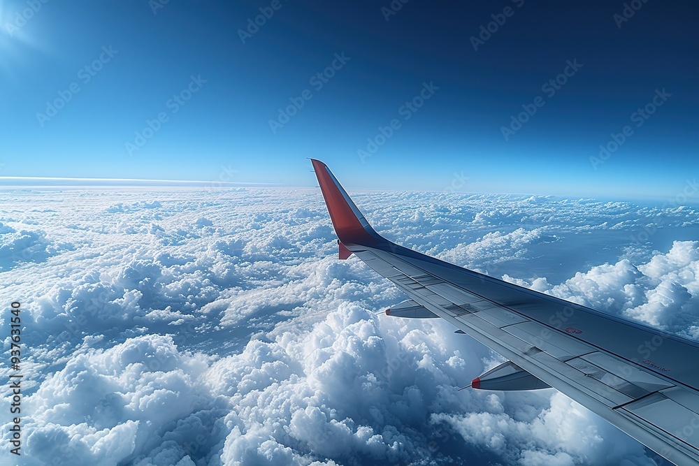 Passenger Aircraft Wing Flex Close-Up Close-up view of the flexing of ...