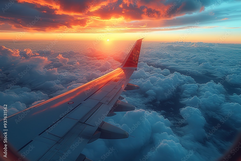 Passenger Aircraft Wing Flex Close-Up Close-up view of the flexing of ...
