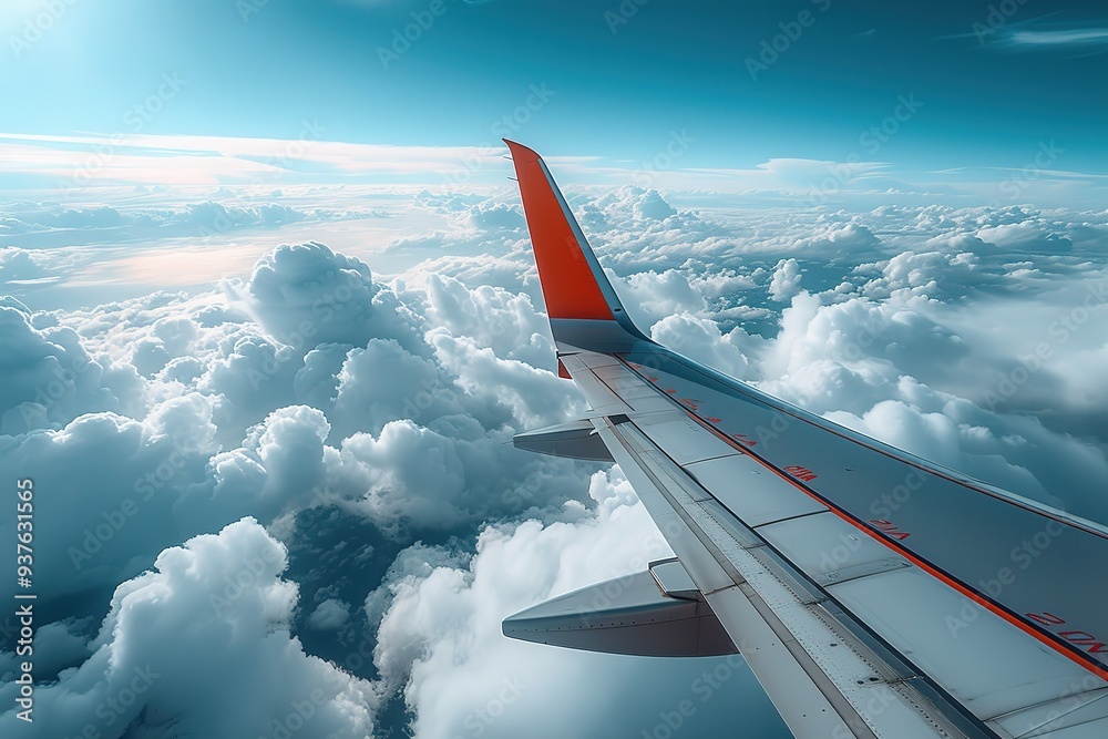 Passenger Aircraft Wing Flex Close-Up Close-up view of the flexing of ...