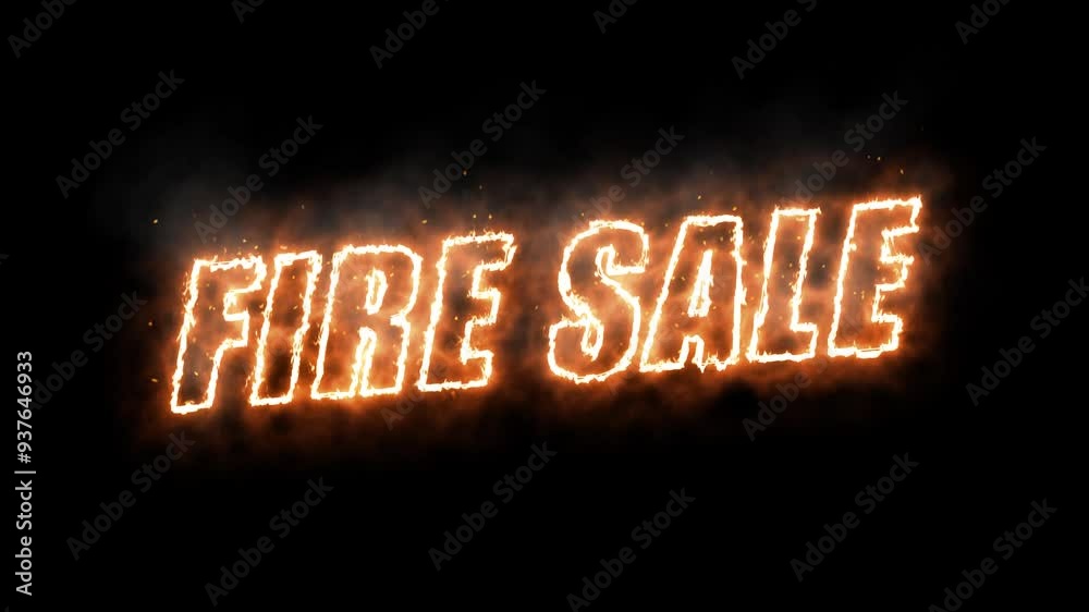 Fire sale sign animated intro and outro. Fire effect with embers and ...