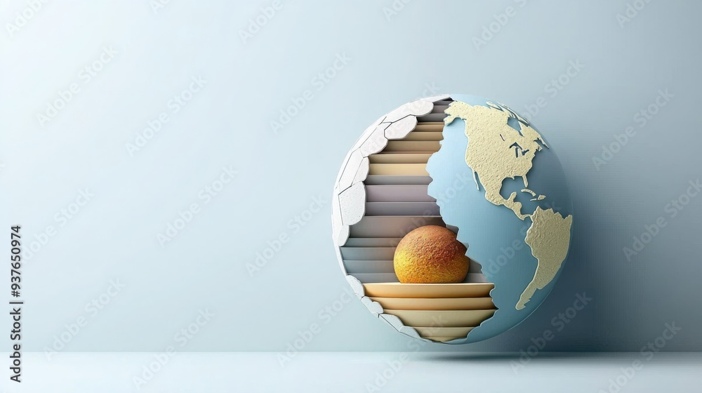 Minimalist crosssection of Earths layers using basic shapes, flat ...