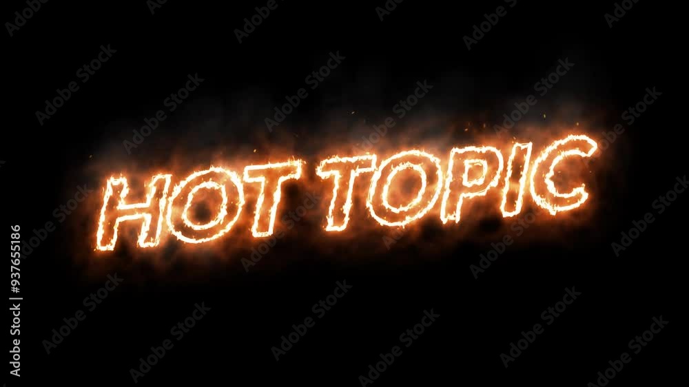 Hot Topic announcement sign animated intro and outro. Fire effect with ...