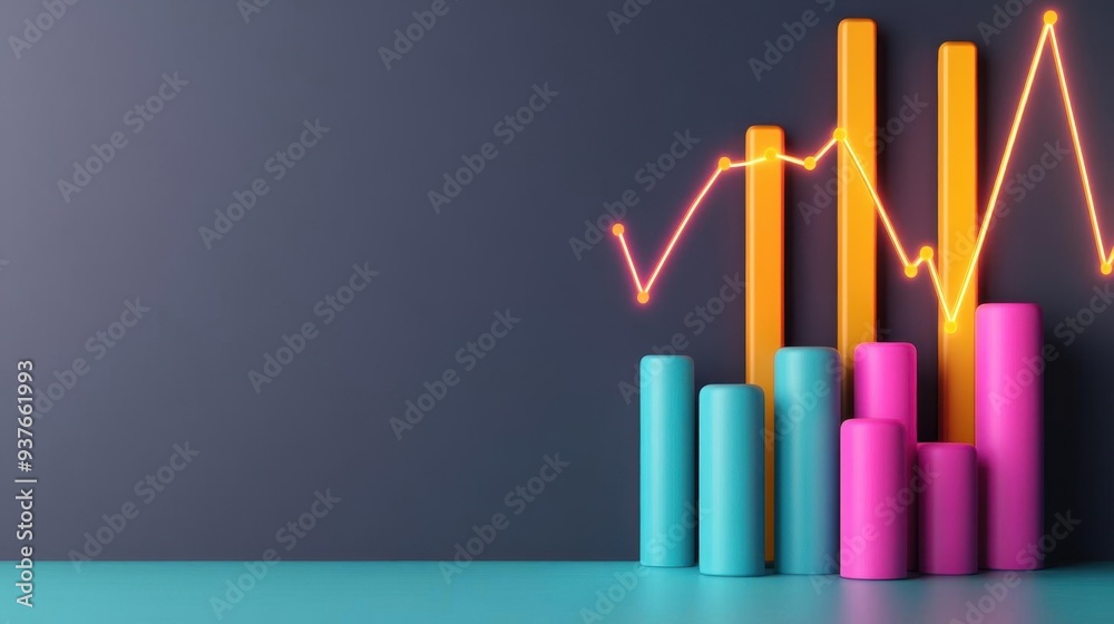 Colorful bar chart visualizes data trends with vibrant colors and a ...