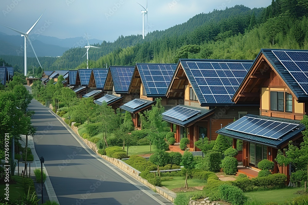 Community Renewable Energy: An image of wind turbines or solar panels ...