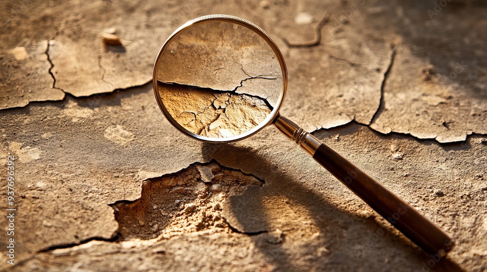 Magnifying Glass Over a Tiny Crack in a Foundation: Highlighting What a ...