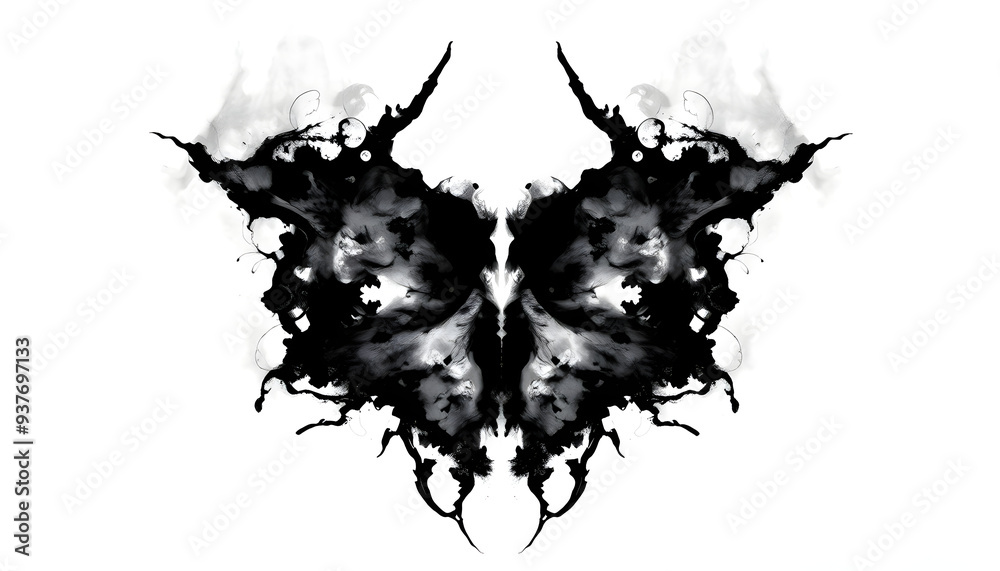 Rorschach test ink blot isolated over transparent background, thematic ...