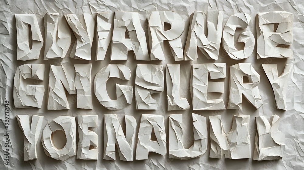 Crumpled Paper Letters Forming the Word "Rearrange Your Thinking" Stock ...