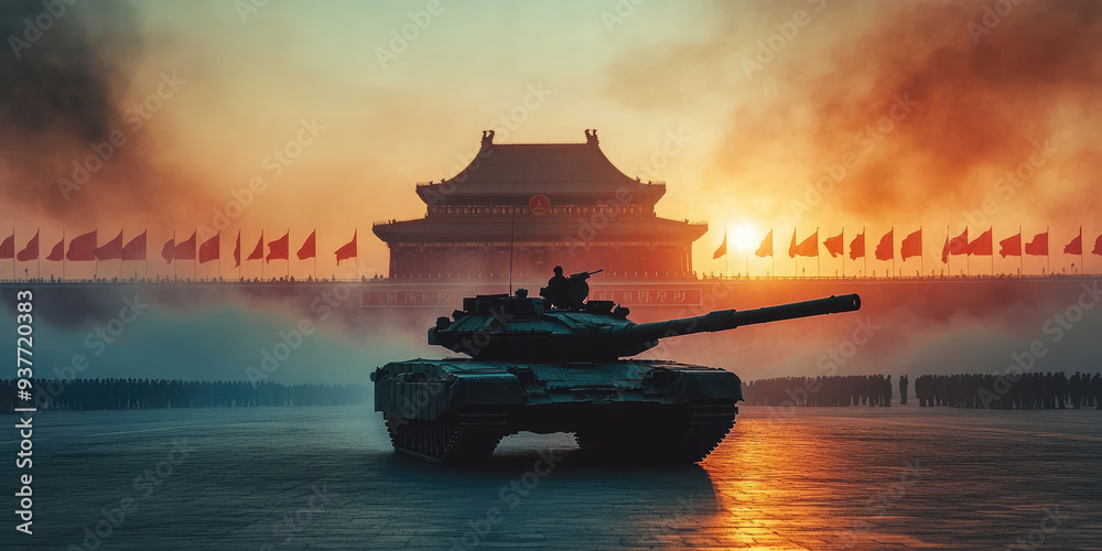 Powerful chinese military tank stands proudly in front of the iconic ...