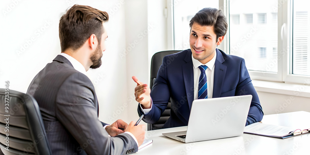 Candid moment of a manager giving feedback to an employee in a private ...