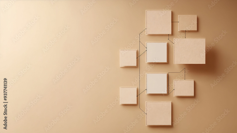 Flowchart for a project management process, soft beige background, with ...