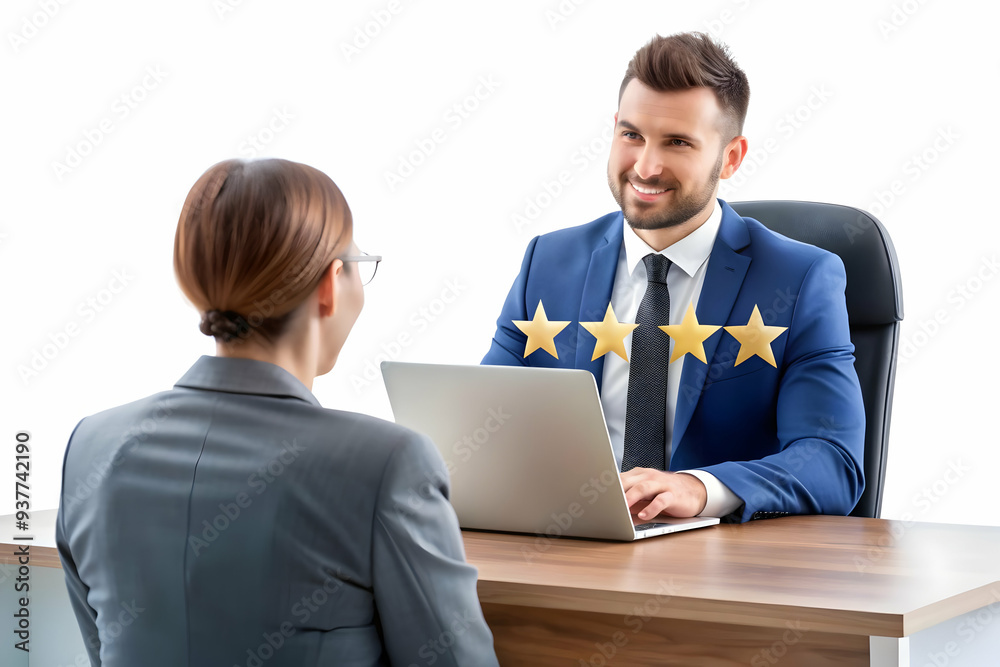 3D Candid moment of a manager giving feedback to an employee in a ... 3D Candid moment of a manager giving feedback to an employee in a ...