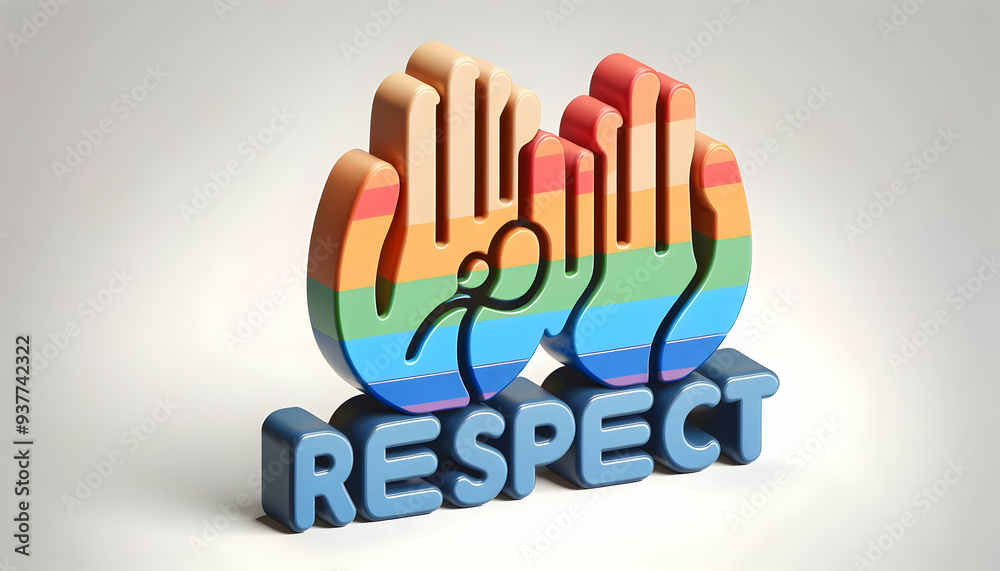 3D same sex parent Hands with Respect Text concept as An isolated ...