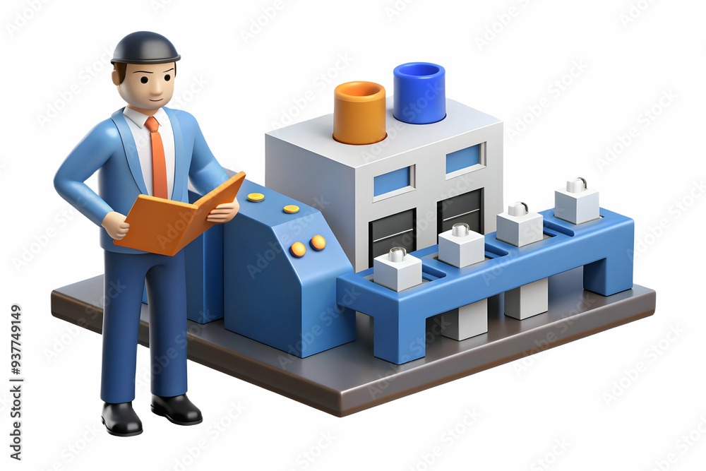 3D Manager overseeing operations on the factory floor candid moment ...