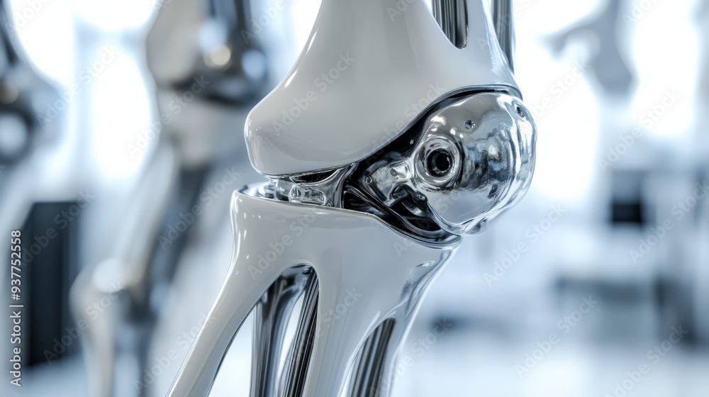 Artificial Knee Joint Replacement: Close-up view of a gleaming ...