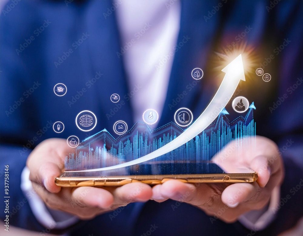 Trend and popularity featuring elements like a rising arrow, graph, and ...