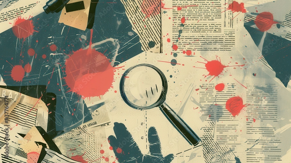 Vintage crime scene detective elements with a retro style. Fingerprints ...
