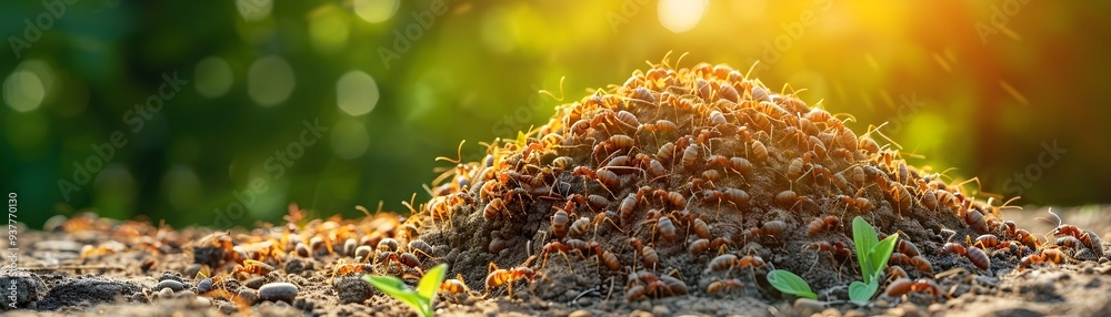 Bustling Ant Hill Showcasing Organized Chaos of Insect Community Stock ...