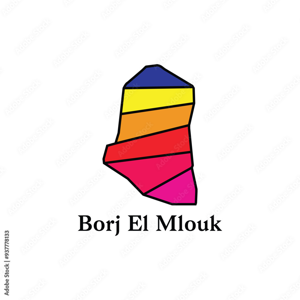 Map of Borj El Mlouk, colorful design creative design template, world ...