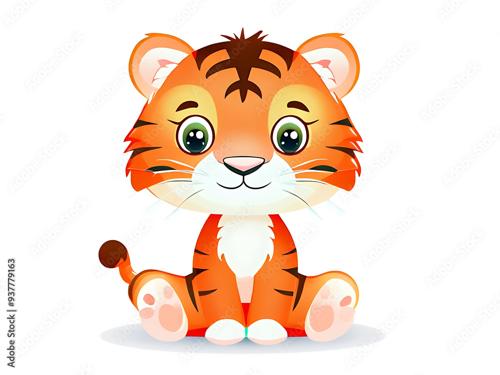 Adorable Tiger Character in a Cute Cartoon Style Isolated on a Clean ...