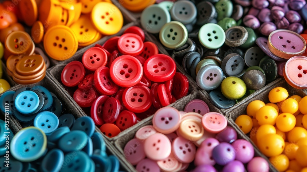 Colorful Buttons in a Variety of Shapes and Sizes - A vibrant ...