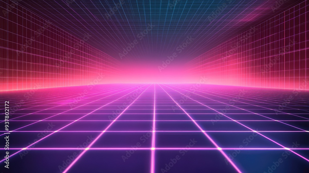 Softly glowing retro gridlines with a gradient background, evoking a ...