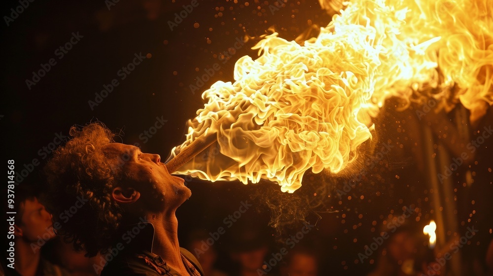 Fire-breathing performers entertain crowds with their daring displays ...