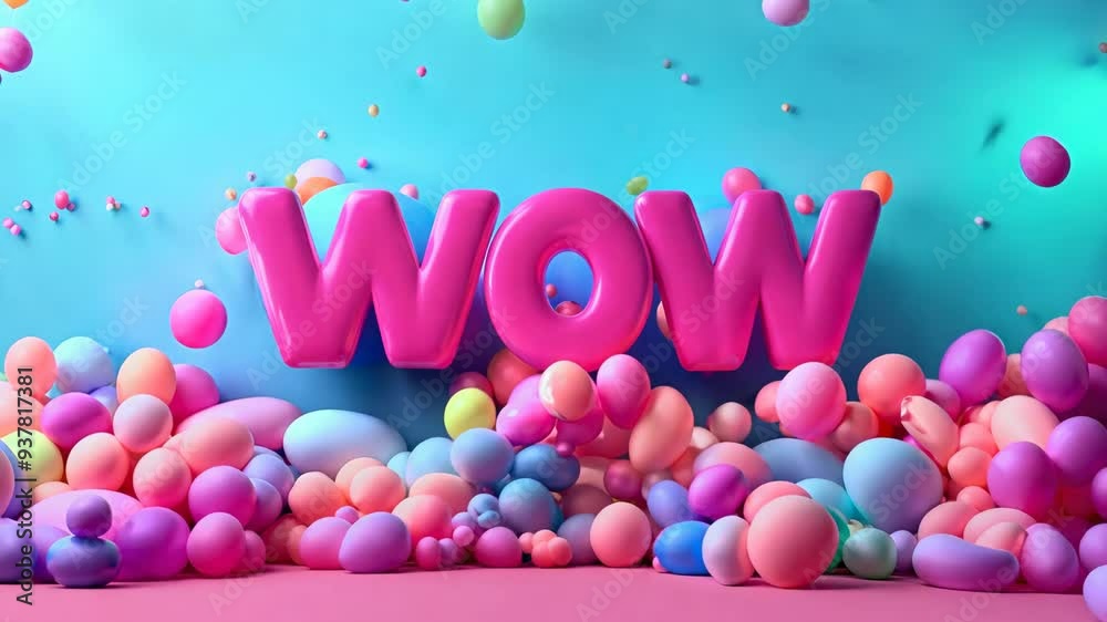 Colorful pastel bubbles create a vibrant backdrop for the word wow in ...