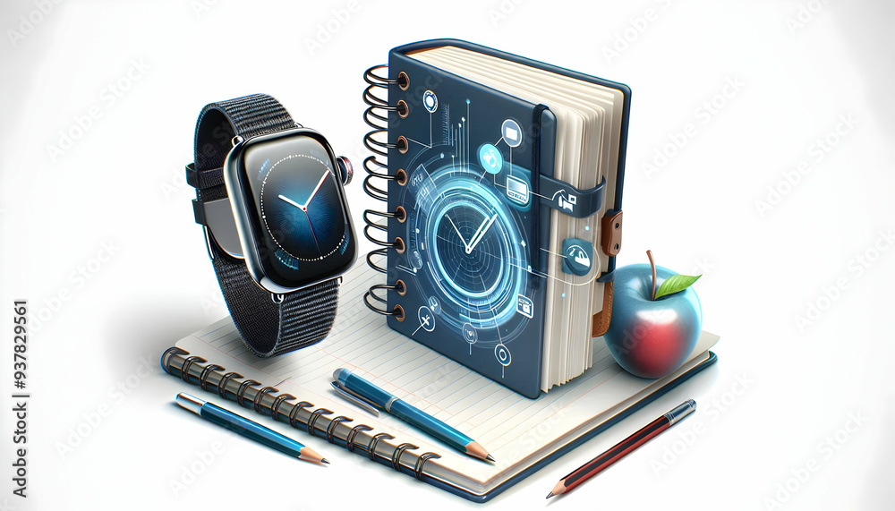 Smartwatch and Notebook Isolated Vector: Modern Technology for Mobile ...