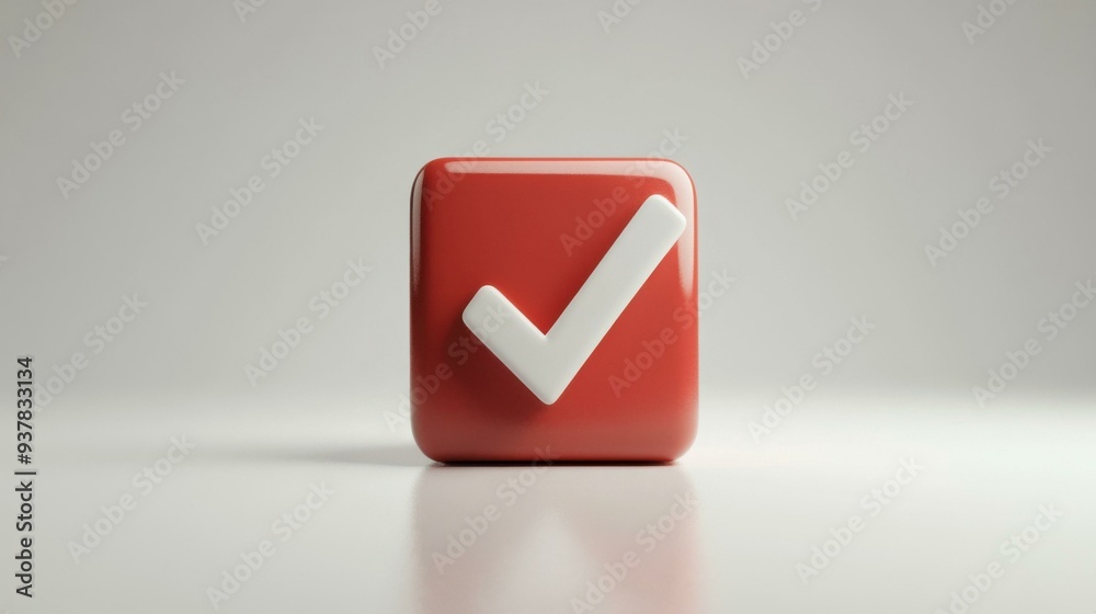 Modern Red Check Mark Icon for Digital Platforms and User Interfaces ...