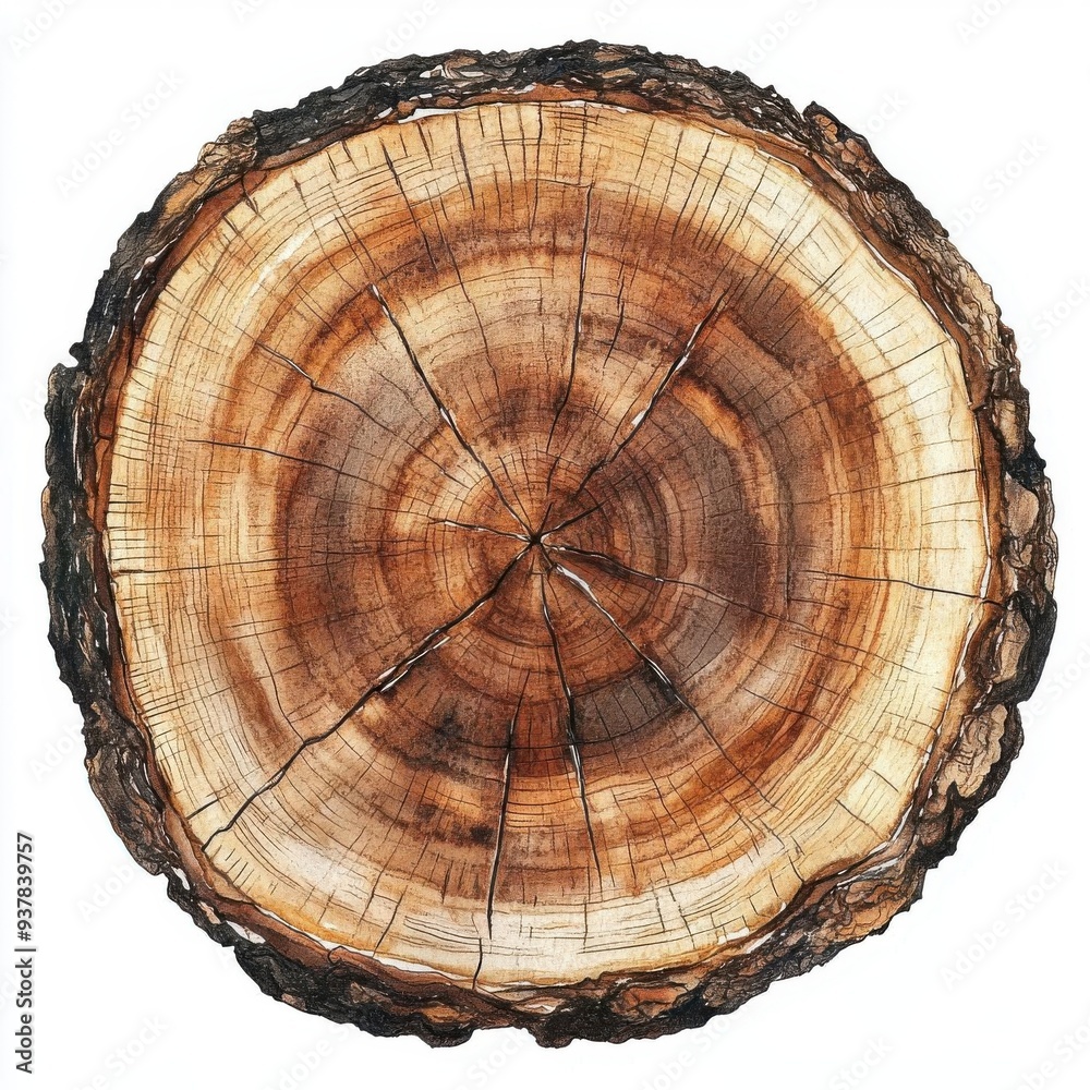 Bullet Wood with refined border, rich pigment tones, isolated on white ...