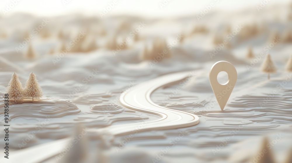 3D Map with Location Pins - A 3D map with two prominent location pins ...