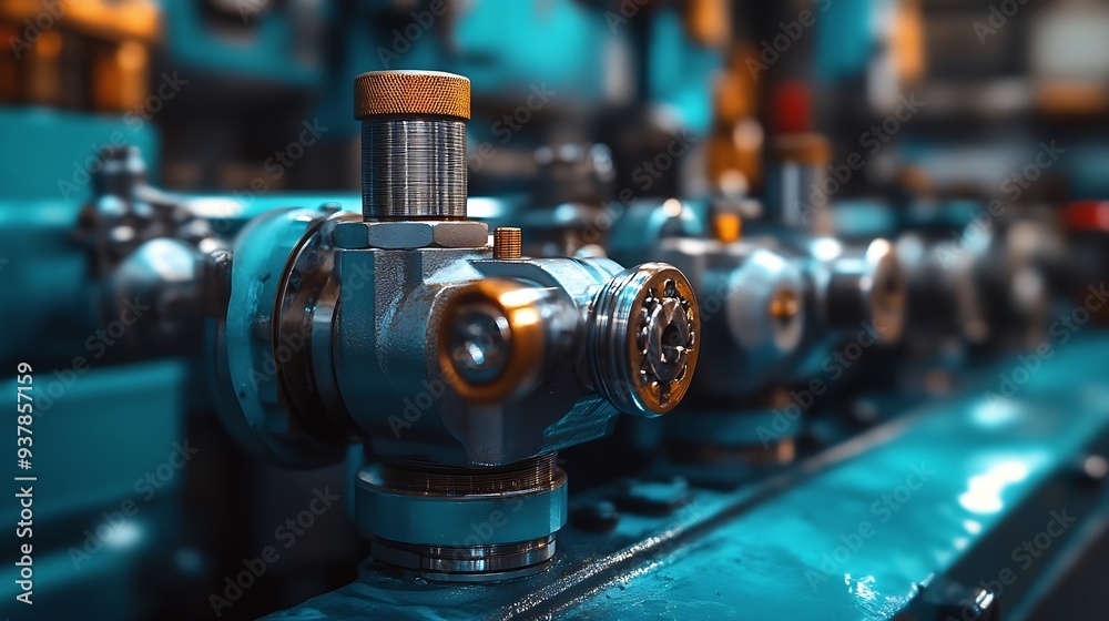 Part of a hydraulic industrial machine control levers of a hydraulic ...