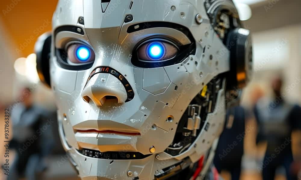 Future of AI: A Hyper-Realistic Humanoid Robot in Stunning Detail vídeo do Stock | Adobe Stock