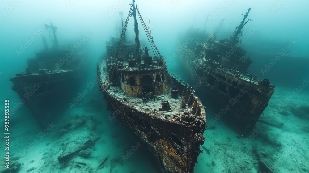 Sunken Shipwrecks in Deep Ocean Waters - Eerie, sunken shipwrecks lie ...