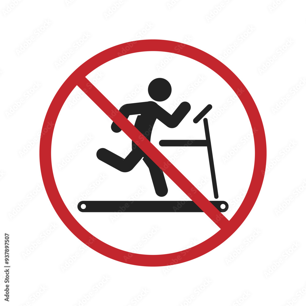 Isolated do not use treadmill, machine ins out of servis, man running ...