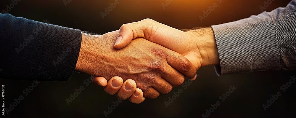 Appreciation Showing with handshake, soft warm light with deep shadows ...