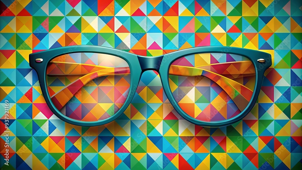 Colorful eyeglasses sit on a vibrant background featuring a fun ...