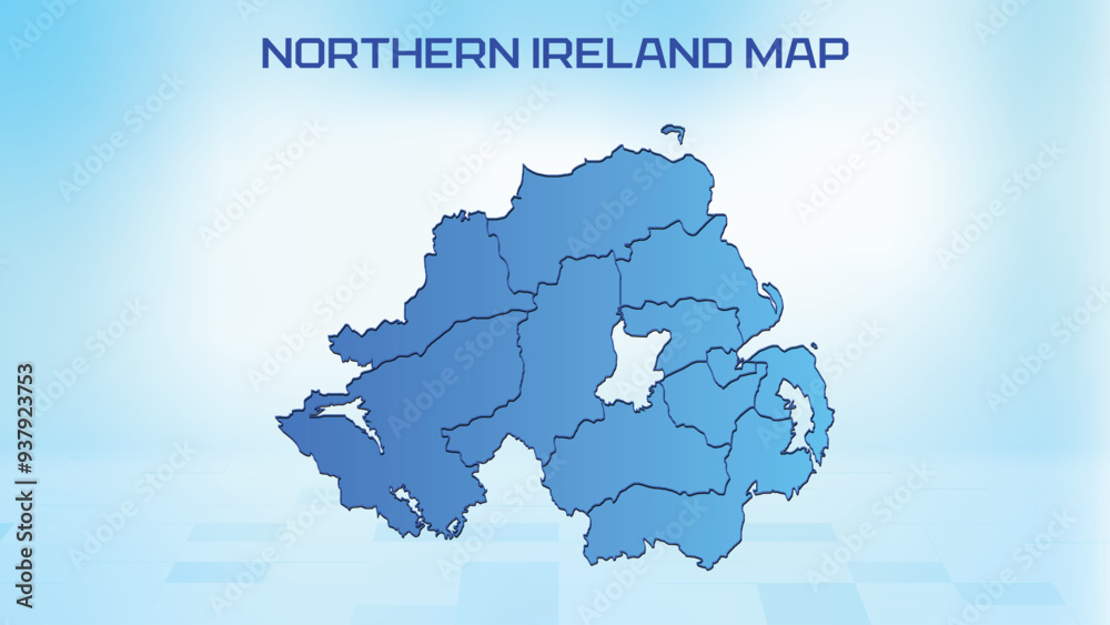 Blue detailed map of Northern Ireland with States administrative ...