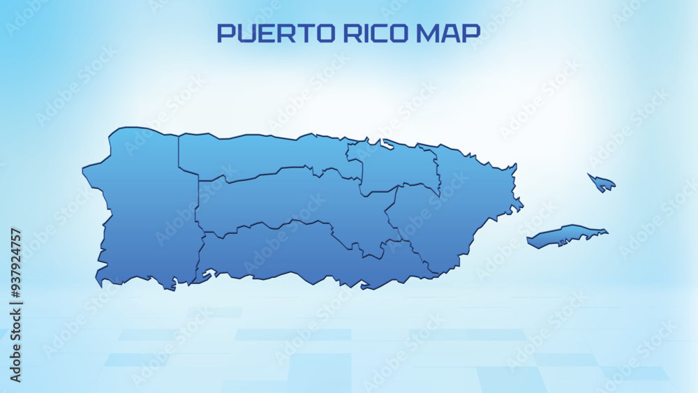 Blue detailed map of Puerto Rico with States administrative divisions ...